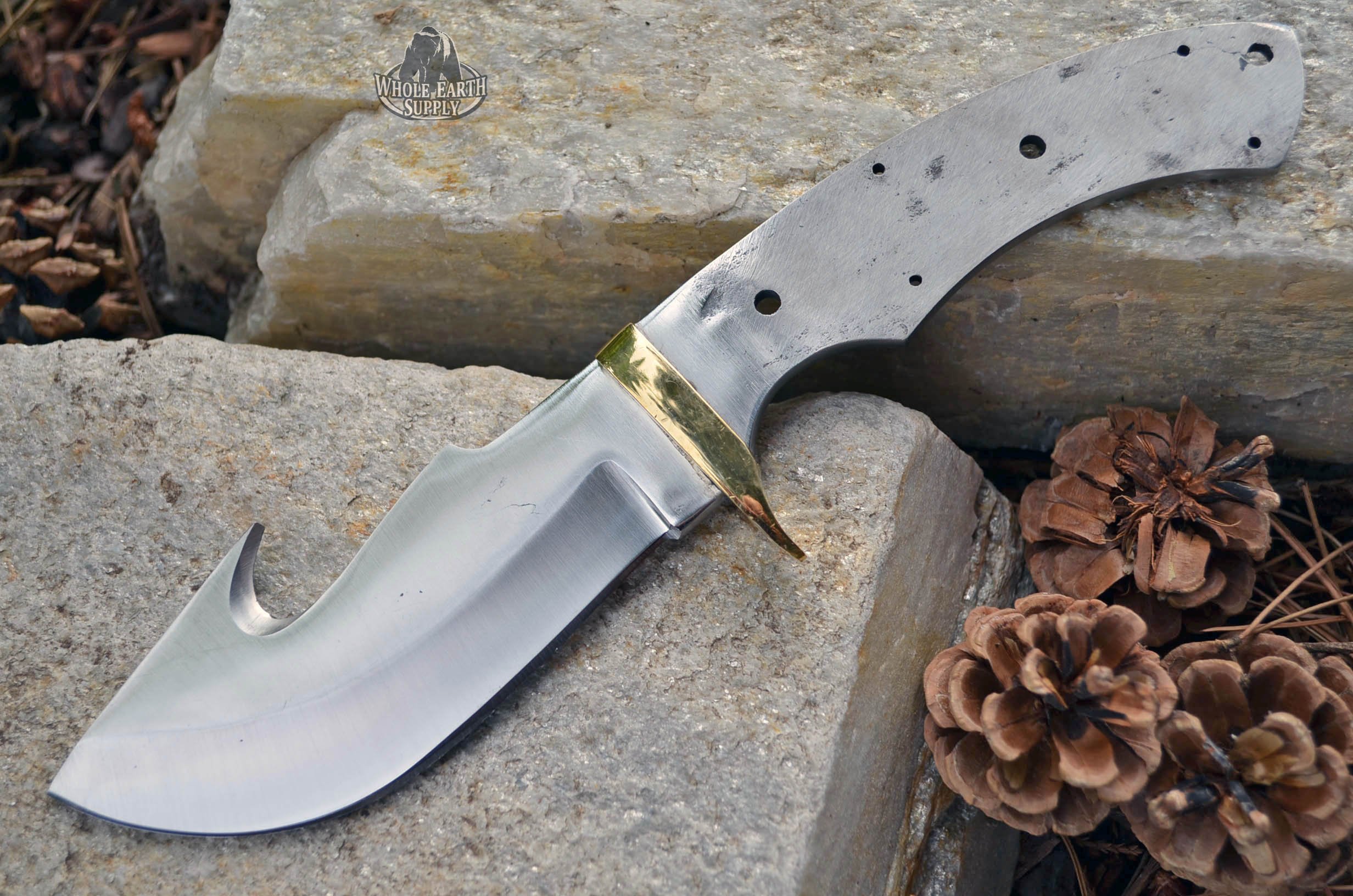 Whole Earth Supply 420 Stainless Steel Knife (420 Stainless Steel, Pair of 4.75 inch Guthook Blades)