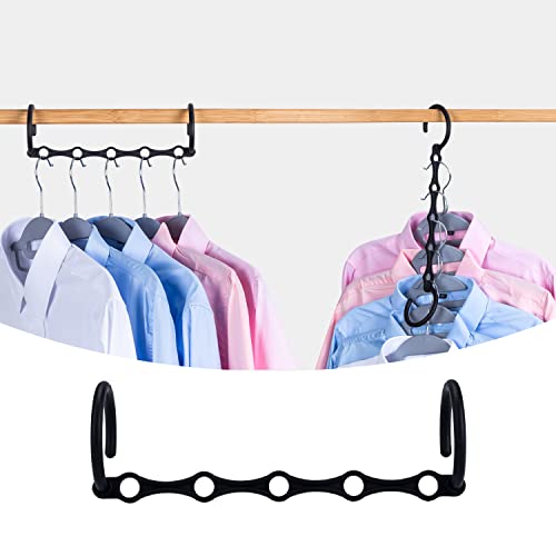 Lidermic Space Saving Hanger Smart Magic Hanger Closet Organizers and Storage Clothes Hanger Multi Hanger Sturdy Plastic Space Saver for Home, Dorms, Bedroom, Apartments (Black, 10)