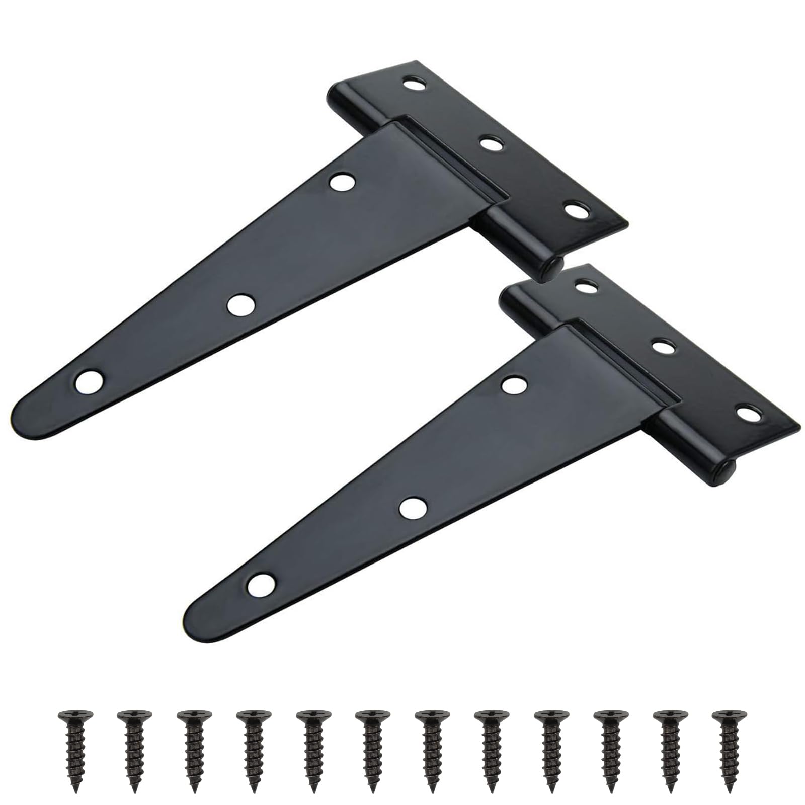 TamBee 5Inch Shed Door Hinges T-Strap Barn Door Hinges Outdoor Heavy Duty Hinges for Wood Wrought Hinges Hardware(2PCS)
