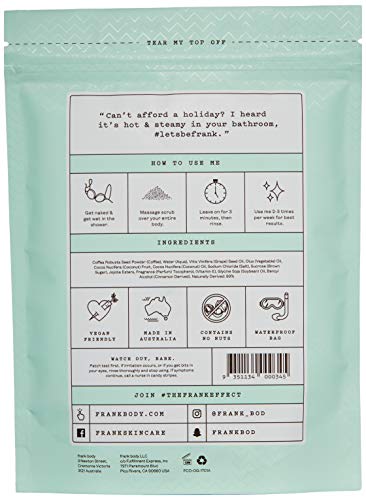 Frank Body Coconut Coffee Scrub | Natural & Cruelty Free Exfoliating Body Scrub | Hydrating Vegan Scrub For Skin Care, Stretch Marks, Acne, And Cellulite | 1ct, 200g -- 7.05oz
