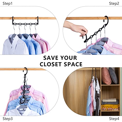 Lidermic Space Saving Hanger Smart Magic Hanger Closet Organizers and Storage Clothes Hanger Multi Hanger Sturdy Plastic Space Saver for Home, Dorms, Bedroom, Apartments (Black, 10)