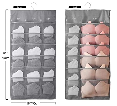 GUAGLL 24 Space Capacity Underwear Socks Storage Bag Non Woven Foldable Window Wardrobe Storage Bag for Underwear Socks