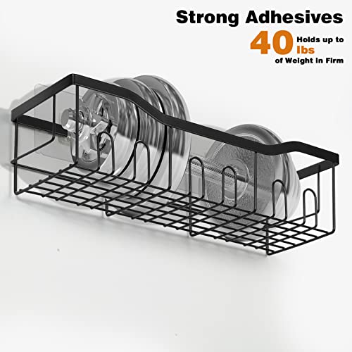 melos 4 Pack Shower Caddy, Wall Mounted Bathroom Shower Organizer, Strong Adhesive Shower Organizer Shelf, Rustproof Rack for Kitchen, Dorm and Bathroom, Black
