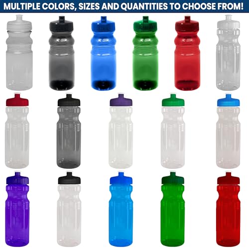 CSBD 20 oz. Bulk Water Bottles, 10 Pack, Made in USA, Blank Plastic Reusable Water Bottles for Gym, Cycling, BPA Free, Plastic Water Bottles Pull Top Cap for Sports, Translucent Smoke