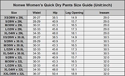 Nonwe Women's Lightweight Outdoor Convertible Quick-Drying Pants Khaki S/30.5 Inseam