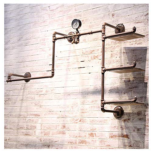 OTUGARE Industrial Vintage Iron Pipe Wall Mounted Clothing Rack Multi-function Garment Store Display Rack Shoes Bag Store Shelves Clothes Hanger（65”）