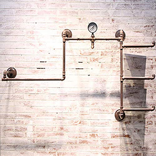 OTUGARE Industrial Vintage Iron Pipe Wall Mounted Clothing Rack Multi-function Garment Store Display Rack Shoes Bag Store Shelves Clothes Hanger(65”)