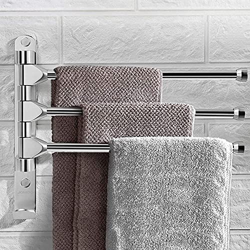 OMOONS Wall-Mounted Stainless Steel Bathroom Kitchen Towel Rack Holder with 3 Swivel Bars