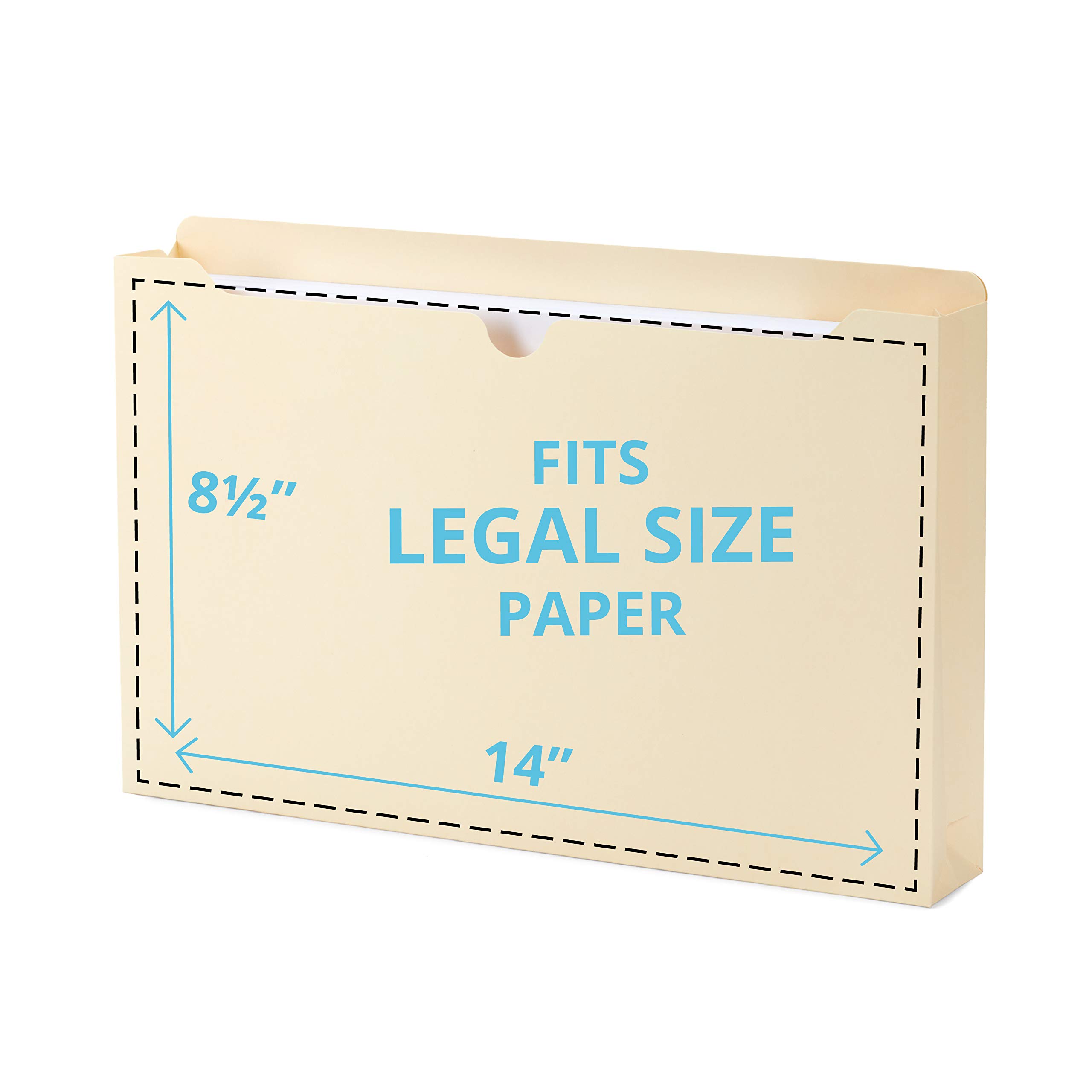 Blue Summit Supplies 2 Inch Manila File Jackets, Reinforced Straight Cut Tab, Heavy Duty 2 Inch Expansion Pocket, Legal Size, 50 Pack
