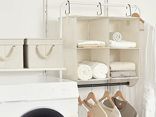 StorageWorks 4 Section Hanging Closet Organizer with Garment Rod, Storage Box with Lid