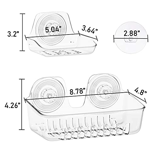 UDD Clear Shower Caddy with Soap Dish, Bathroom Shower Organizer Storage Shower Rack Wall Adhesive Shower Shelves for Dorm Bathtub, 3 Pack