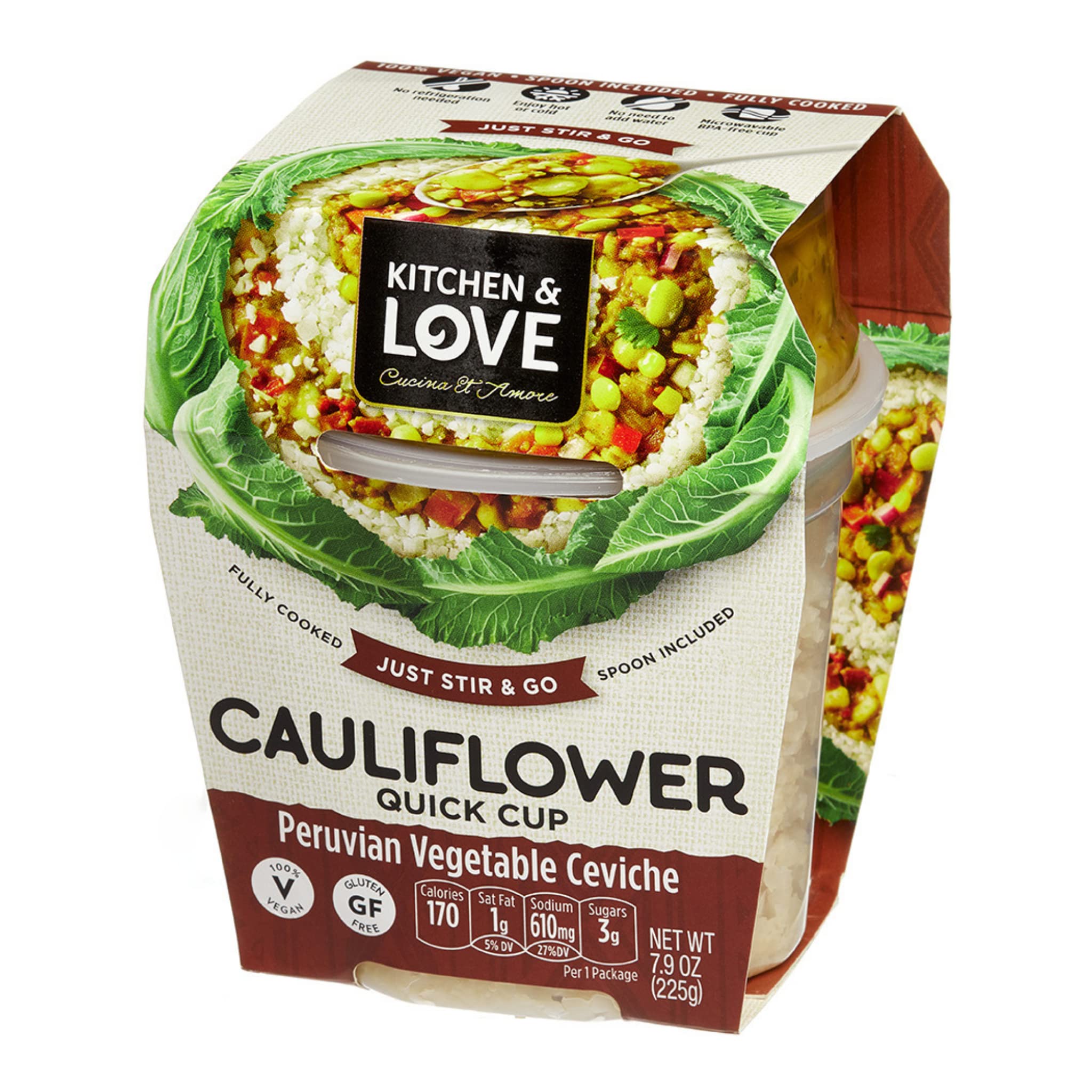 Kitchen & Love Cauliflower, Peruvian Vegetable Ceviche, Ready to Eat, Shelf Stable, Non Gmo, Gluten & Dairy Free, Vegan, Vegetarian, 7.9 Oz, 6 Pack