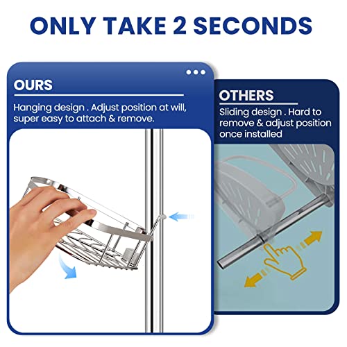 SEIRIONE Rustproof Shower Corner Caddy Organizer for Bathroom, 4 Adjustable Shelves with Tension Pole, for Bathtub Shampoo Accessories Storage Holder, 56 to 114 Inch Height