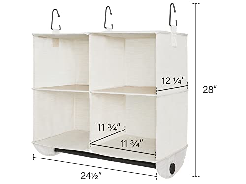 StorageWorks 4 Section Hanging Closet Organizer with Garment Rod, Storage Box with Lid