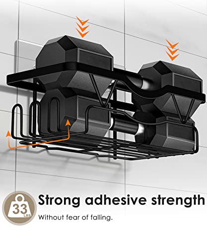 longzon Shower Caddy with 6 Traceless Adhesive, 3 Pack Shower Organizer, No Drilling Stainless Steel Shower Shelf, for Bathroom Suction Cup Storage Rack Shelves Black