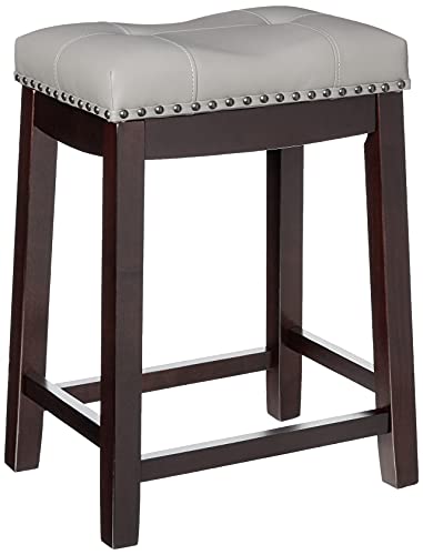 Angel Line Cambridge Bar Stools, 24" Set of 2, Espresso with Gray Cushion
