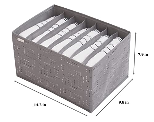 Wardrobe Clothes Organizer 7 Grids, Clothes Storage & Clothing Organizer for Jeans Pants & T-Shirts (Grey)