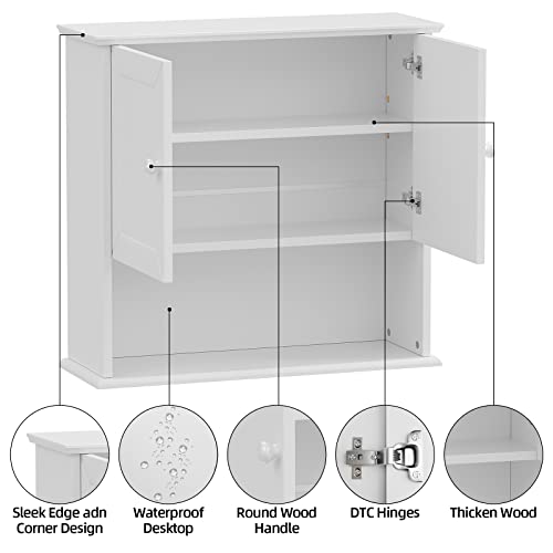 Visionwards Bathroom Storage Cabinet, Medicine Cabinets, Wall Shelf White, Bathroom Organizer Cabinet Wall Mounted Easy Assemble 22.8x23.6β