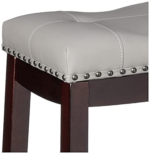 Angel Line Cambridge Bar Stools, 24" Set of 2, Espresso with Gray Cushion