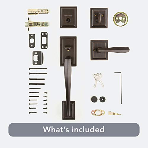 Baldwin Torrey Pines, Front Entry Handleset with Interior Lever, Featuring SmartKey Deadbolt Re-Key Technology and Microban Protection, in Venetian Bronze