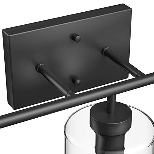 Aipsun 3 Lights Black Vanity Light Fixtures Over Mirror with Clear Glass Shades Industrial Wall Light Fixture for Bathroom(Exclude Bulb)