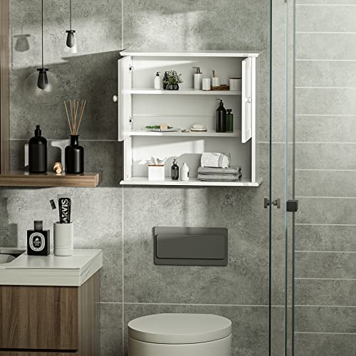 Visionwards Bathroom Storage Cabinet, Medicine Cabinets, Wall Shelf White, Bathroom Organizer Cabinet Wall Mounted Easy Assemble 22.8x23.6β