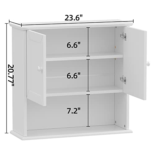 Visionwards Bathroom Storage Cabinet, Medicine Cabinets, Wall Shelf White, Bathroom Organizer Cabinet Wall Mounted Easy Assemble 22.8x23.6β
