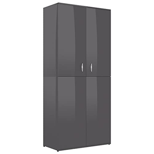 vidaXL Shoe Cabinet Indoor Hallway Household Supply Storage Shoe Shelf Rack Home Organizer Hall Cabinet Furniture High Gloss Gray Engineered Wood