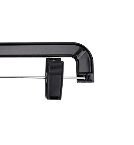 NAHANCO 8600PC 14" Shiny Black Plastic Hanger, Heavy Weight Skirt Slack Hanger with Black Plastic Clips (Pack of 100), Black Clips & Chrome Hook