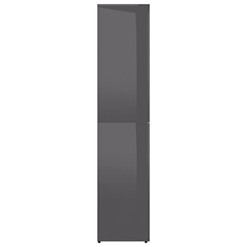 vidaXL Shoe Cabinet Indoor Hallway Household Supply Storage Shoe Shelf Rack Home Organizer Hall Cabinet Furniture High Gloss Gray Engineered Wood