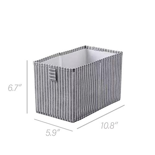2 Pack Open Storage Bins, Washable & Visible Closet Clothing Organizer with Window. Foldable Fabric Baskets for Clothes, Towel, DVD, Book (Grey stripe)