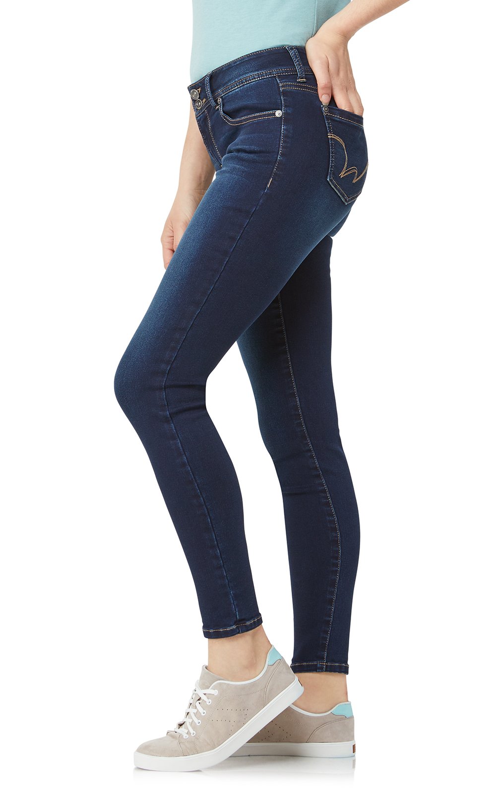 WallFlower Women's Ultra Skinny Mid-Rise Insta Soft Juniors Jeans (Standard and Plus), Lake Pure, 9