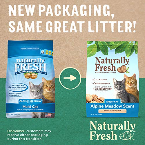 Eco-Shell Naturally Fresh Cat Litter Made From Walnut Shells, Multi-Cat, Alpine Meadow, Scented, Biodegradable, Dust-Free, Sustainable, 26 Lbs