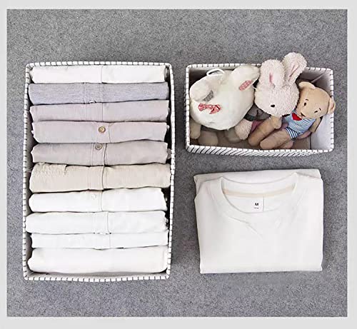 2 Pack Open Storage Bins, Washable & Visible Closet Clothing Organizer with Window. Foldable Fabric Baskets for Clothes, Towel, DVD, Book (Grey stripe)