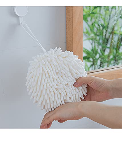 yaocoral 2 Pack Chenille Hand Towels,Kitchen Hand Towels Hanging,Hand Towels with Loops,Bathroom Hand Towels,Quick Dry Hand Bath Towel,Soft Absorbent Microfiber Hand Towels (2 White)