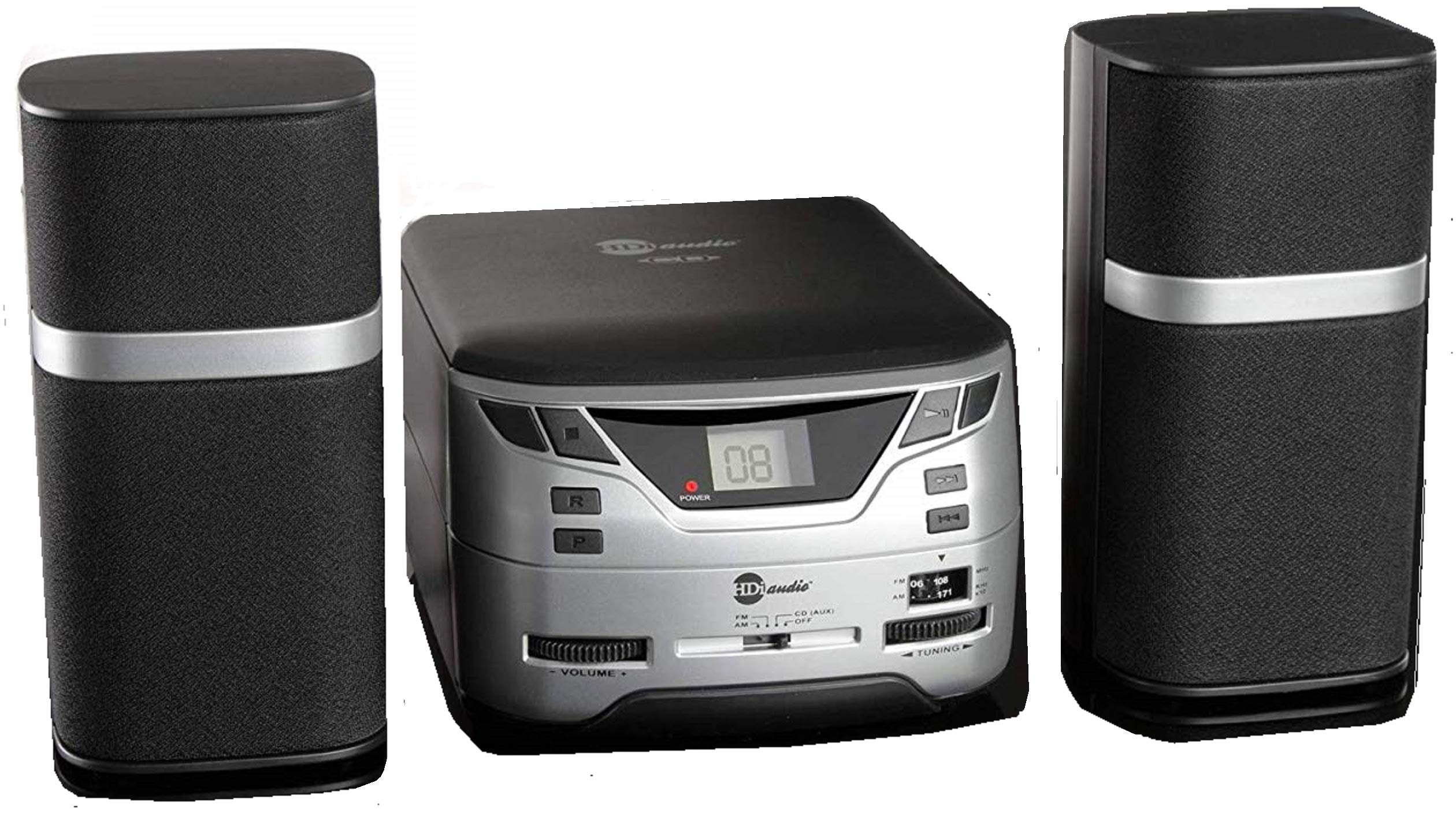 HDi Audio Modern Premium CD-526 Compact Micro Digital CD Player Stereo Home Music System with AM/FM Tuner Aux-in & Headphone Jack (Black/Silver)