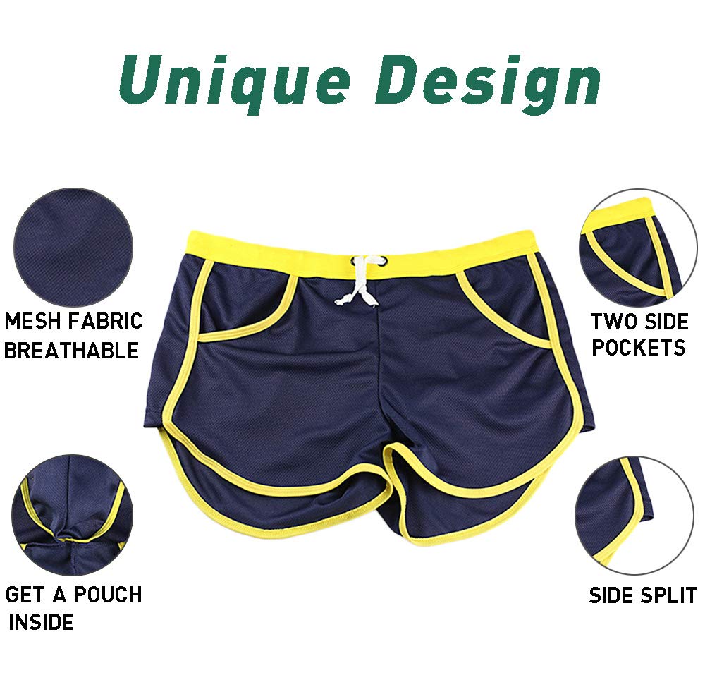 Rexcyril Men's Running Workout Bodybuilding Gym Shorts Athletic Sports Casual Short Pants Small Navy