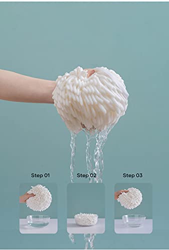yaocoral 2 Pack Chenille Hand Towels,Kitchen Hand Towels Hanging,Hand Towels with Loops,Bathroom Hand Towels,Quick Dry Hand Bath Towel,Soft Absorbent Microfiber Hand Towels (2 White)