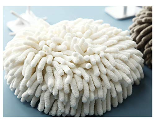 yaocoral 2 Pack Chenille Hand Towels,Kitchen Hand Towels Hanging,Hand Towels with Loops,Bathroom Hand Towels,Quick Dry Hand Bath Towel,Soft Absorbent Microfiber Hand Towels (2 White)