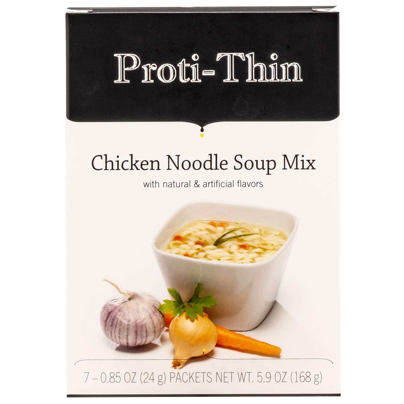 Proti-Thin High Protein Chicken Noodle Soup, 15g Protein, Low Calorie, Healthy Instant Diet Soup Mix, KETO Friendly, 1 Pack of 7 Servings