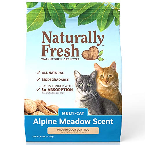 Eco-Shell Naturally Fresh Cat Litter Made From Walnut Shells, Multi-Cat, Alpine Meadow, Scented, Biodegradable, Dust-Free, Sustainable, 26 Lbs