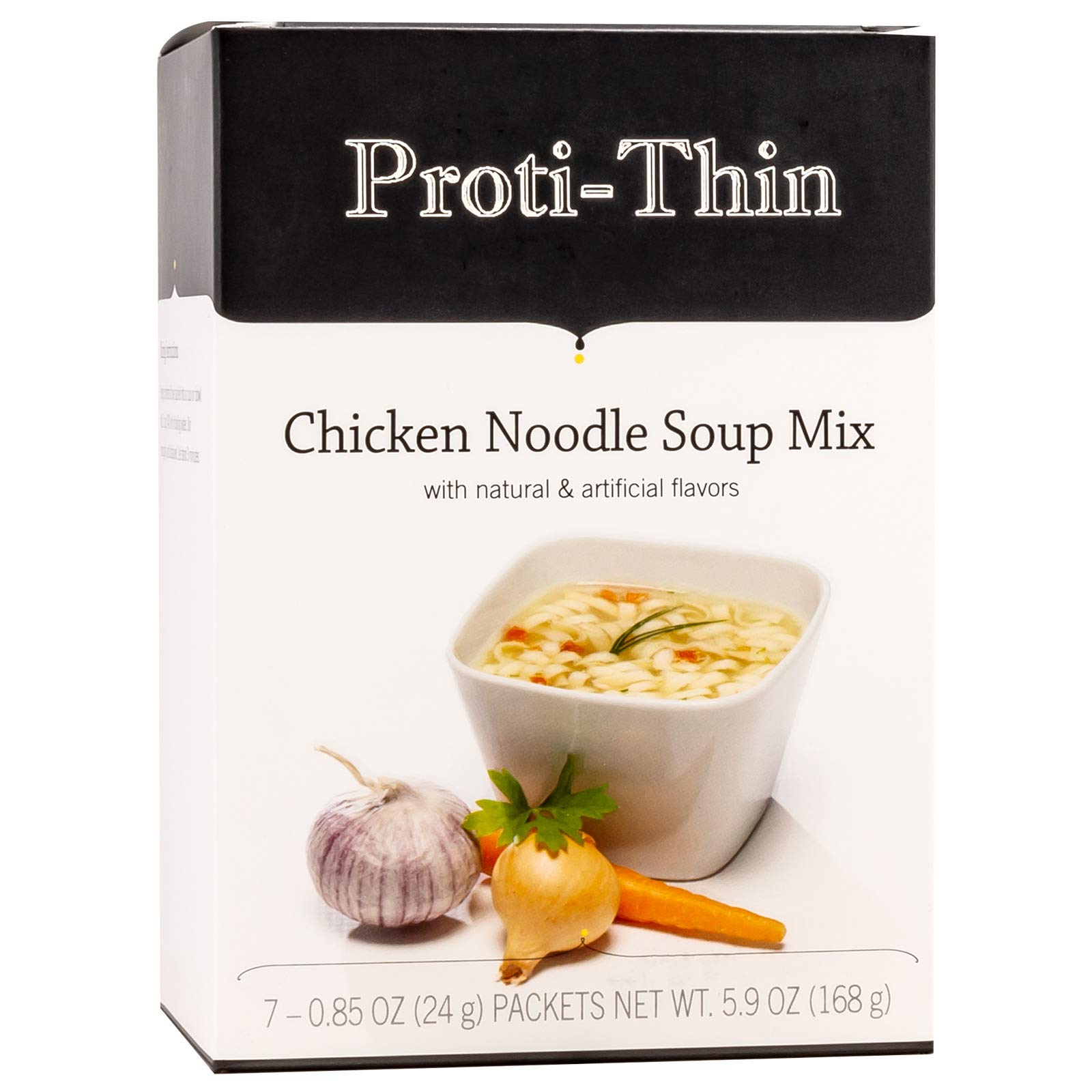 Proti-Thin High Protein Chicken Noodle Soup, 15g Protein, Low Calorie, Healthy Instant Diet Soup Mix, KETO Friendly, 1 Pack of 7 Servings