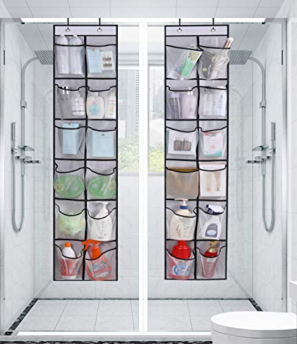 MISSLO 24 Large Mesh Pockets and 2 Pack 12 Large Mesh Pockets Hanging Narrow Closet Door