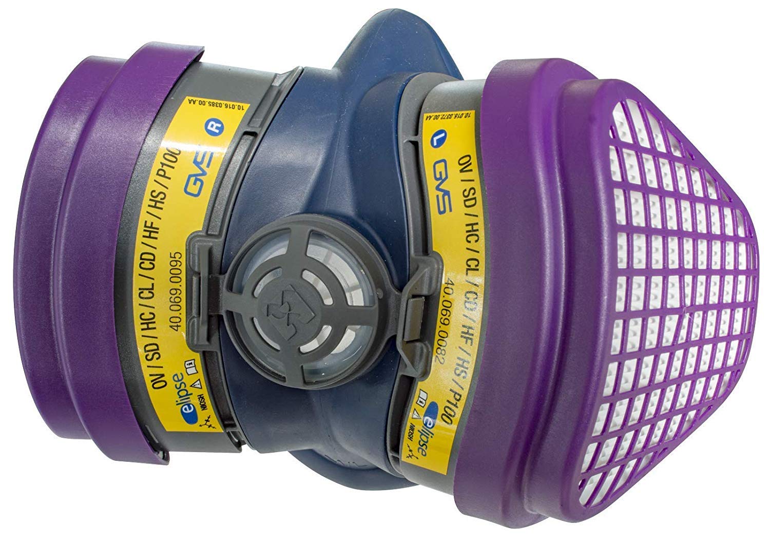 GVS Elipse SPR472 Elipse OV/AG-P100 Dust and Organic/Acid Gas Vapour Half Mask Respirator with Replaceable and Reusable Filters Included Small/Medium