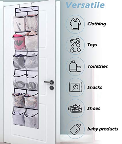 MISSLO 24 Large Mesh Pockets and 2 Pack 12 Large Mesh Pockets Hanging Narrow Closet Door