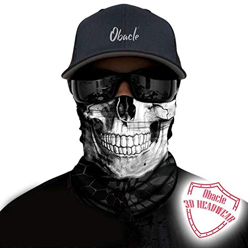 Obacle Skull Face Mask Half for Dust Wind UV Sun Protection Seamless 3D Tube Mask Bandana for Men Women Durable Thin Breathable Skeleton Mask Motorcycle Riding Biker Cycling (Black White Skull)