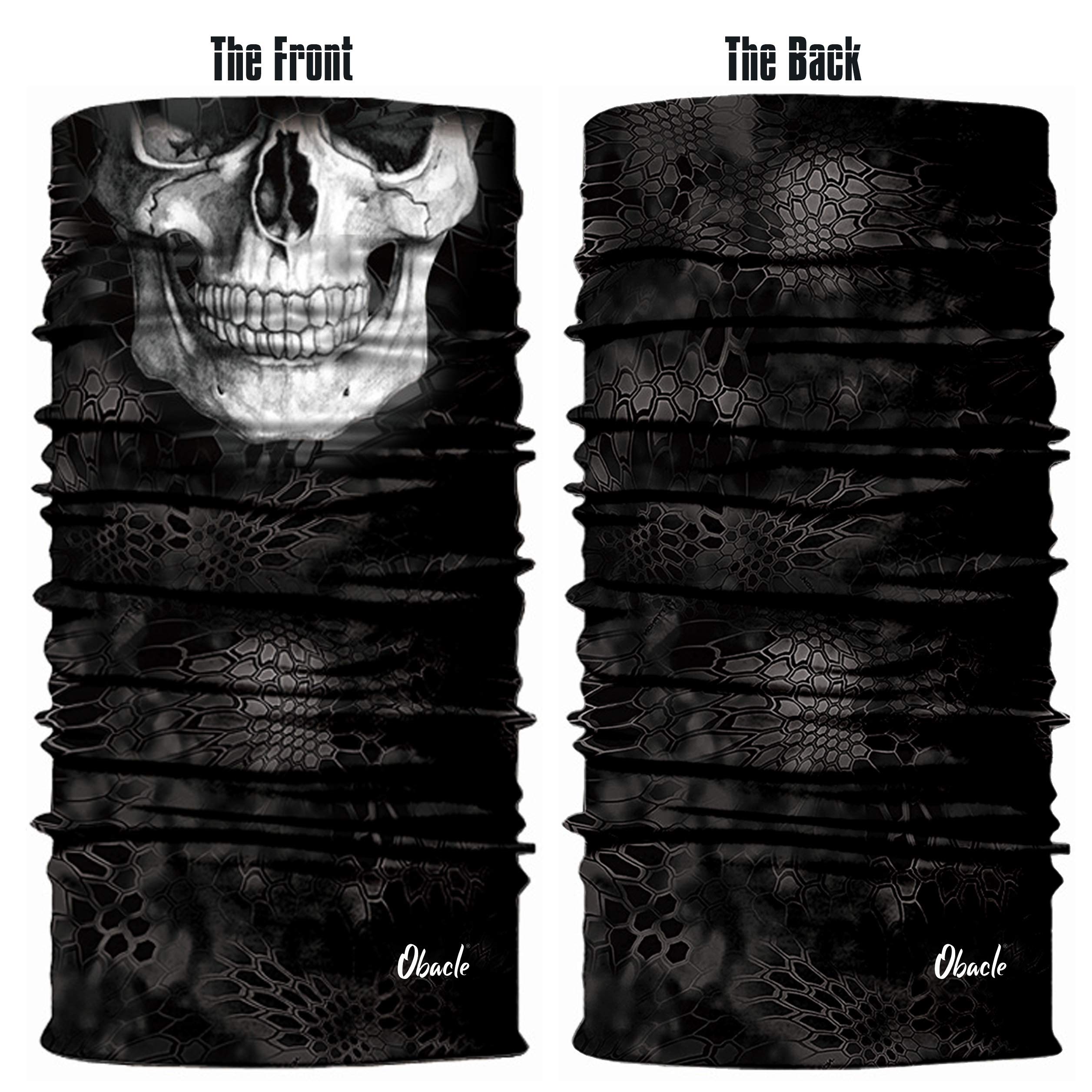Obacle Skull Face Mask Half for Dust Wind UV Sun Protection Seamless 3D Tube Mask Bandana for Men Women Durable Thin Breathable Skeleton Mask Motorcycle Riding Biker Cycling (Black White Skull)