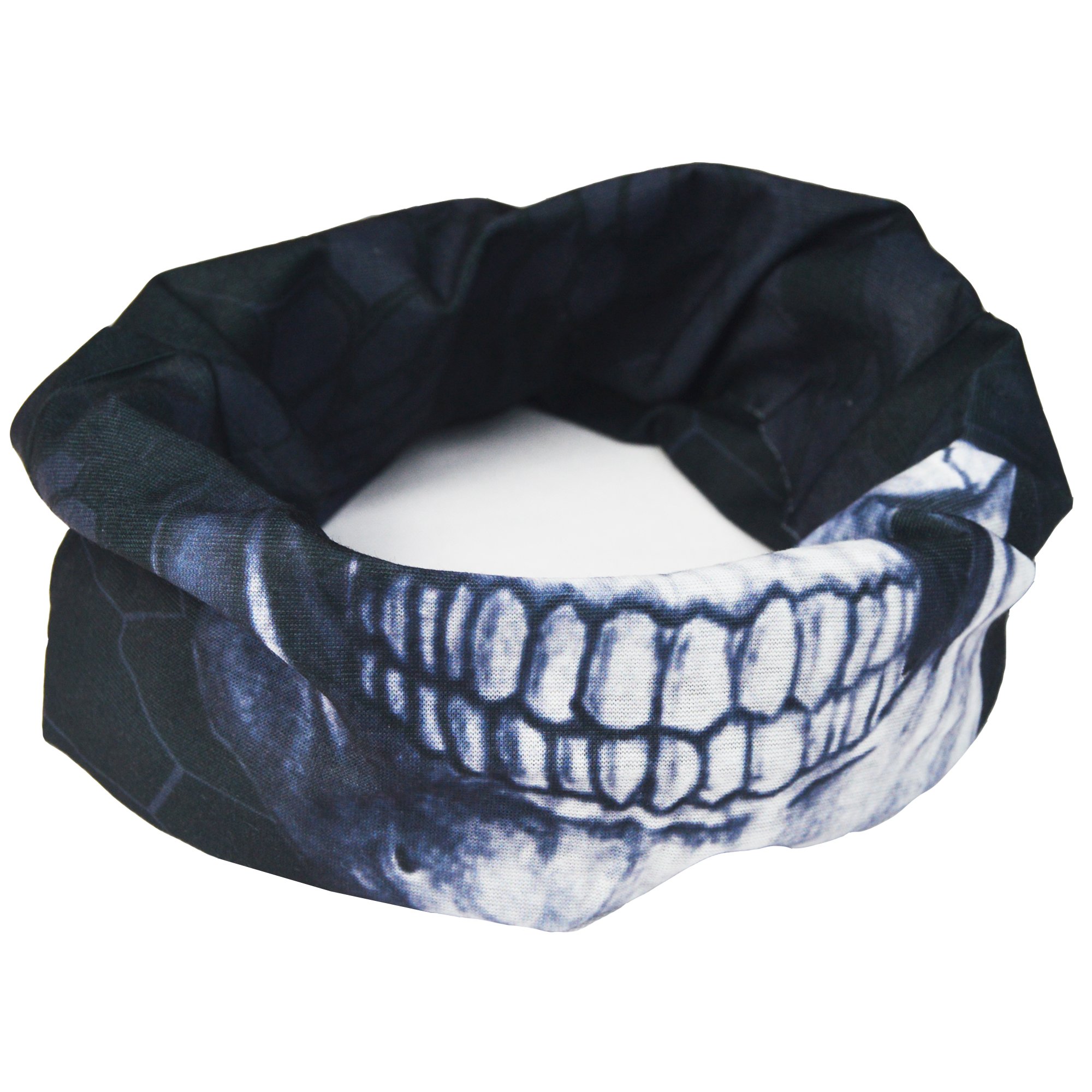 Obacle Skull Face Mask Half for Dust Wind UV Sun Protection Seamless 3D Tube Mask Bandana for Men Women Durable Thin Breathable Skeleton Mask Motorcycle Riding Biker Cycling (Black White Skull)