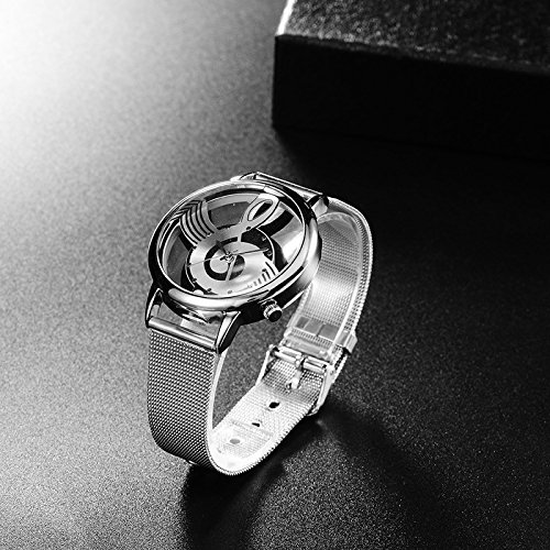 Unique Watch Musical Note Hollow Stainless Steel Mesh Strap Quartz Unisex Fashion Wrist Watch