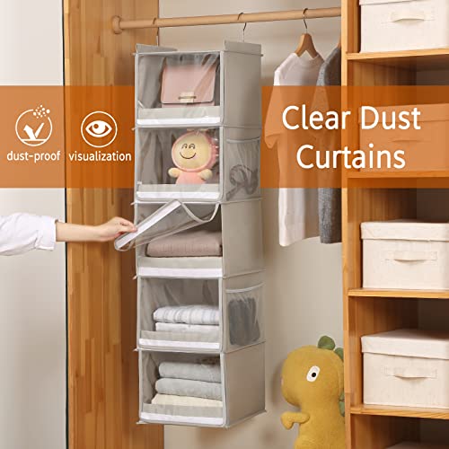 Vailando Hanging Closet Organizer for Closet Organizers and Storage, Hanging Shelves with Side Pockets for Wardrobe, Nursery, Baby Clothes Organization